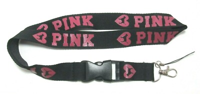 NEW LOVE PINK LANYARD DETACHABLE KEYCHAIN STRAP BADGE ID HOLDER | eBay