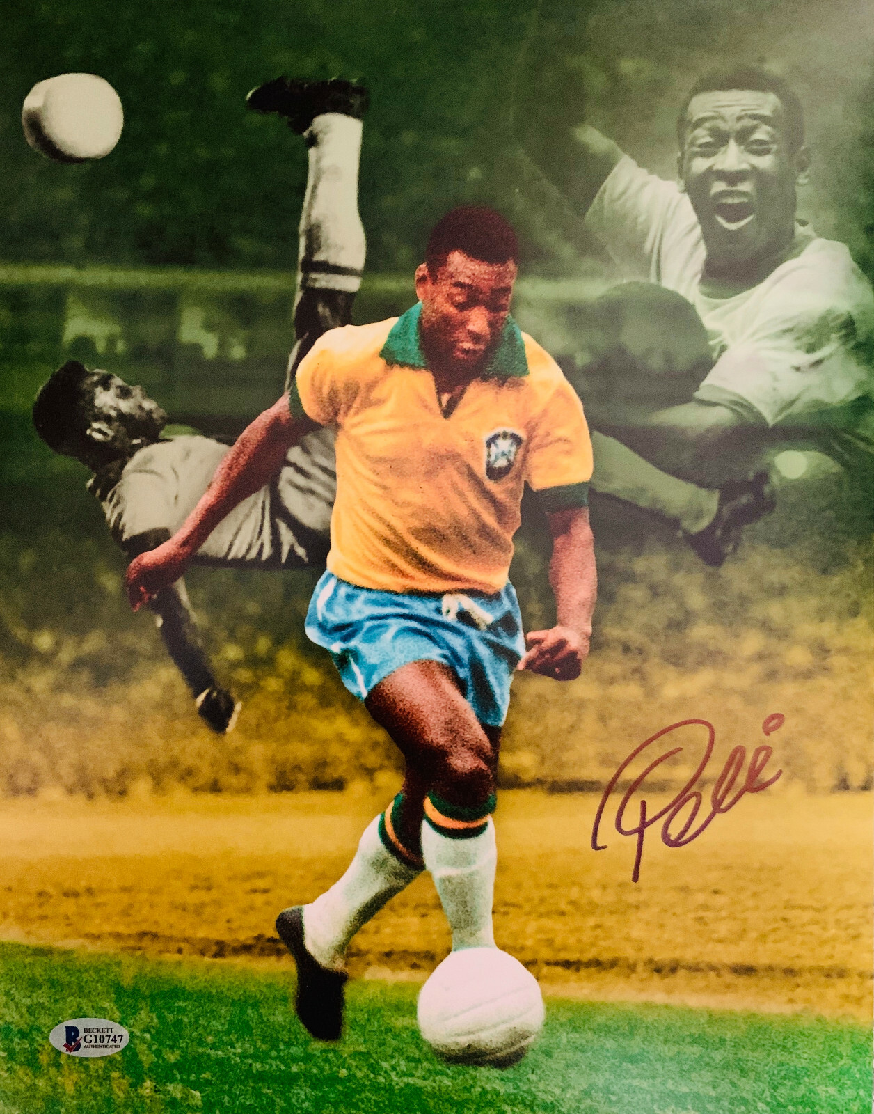 Pele Signed 11x14 Photo Soccer Brazil Collage - Autographed BAS Beckett ...
