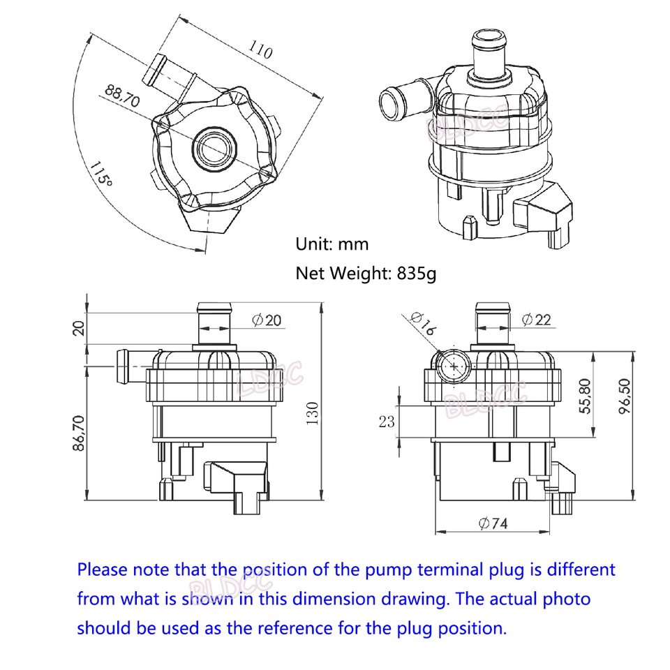 Engine Auxiliary Water Pump 60W 100W 12V Brushless Car Coolant Pumps ...
