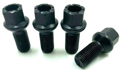 4 x ALLOY WHEEL BOLTS BLACK FOR VW GOLF MK4 MK5 MK6 MK7 RADIUS STUDS ...