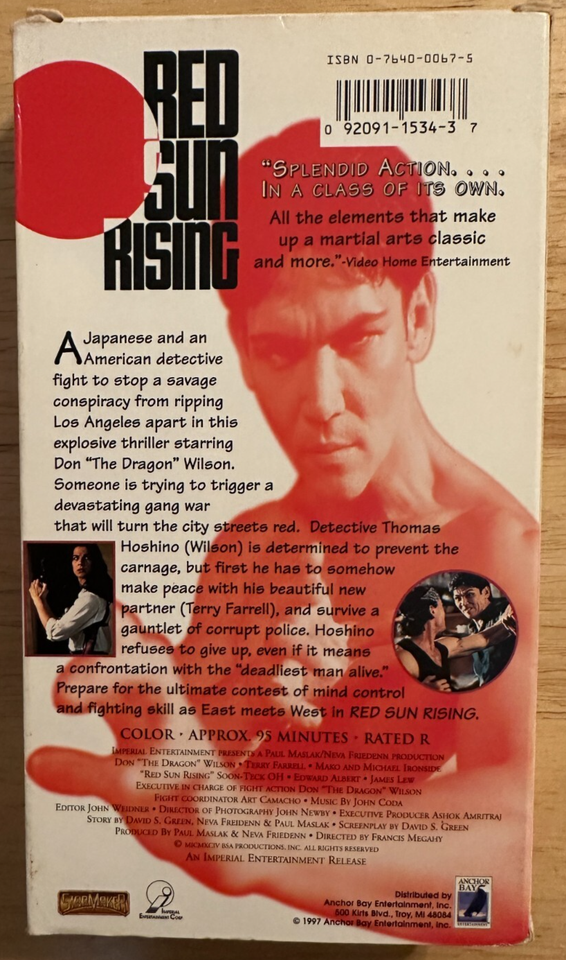 Red Sun Rising (VHS, 1997) Don "The Dragon" Wilson/Mako ~ Martial Arts ...