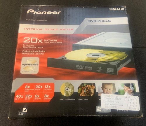 Pioneer Internal LightScribe DVD/CD Writer 20X Max Black DVR-1910LS ...