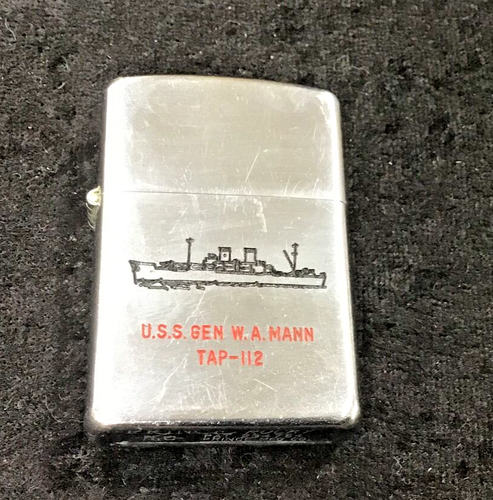 Prince Rocky Windproof Lighter With USS General W A Mann TAP-112 Emblem ...
