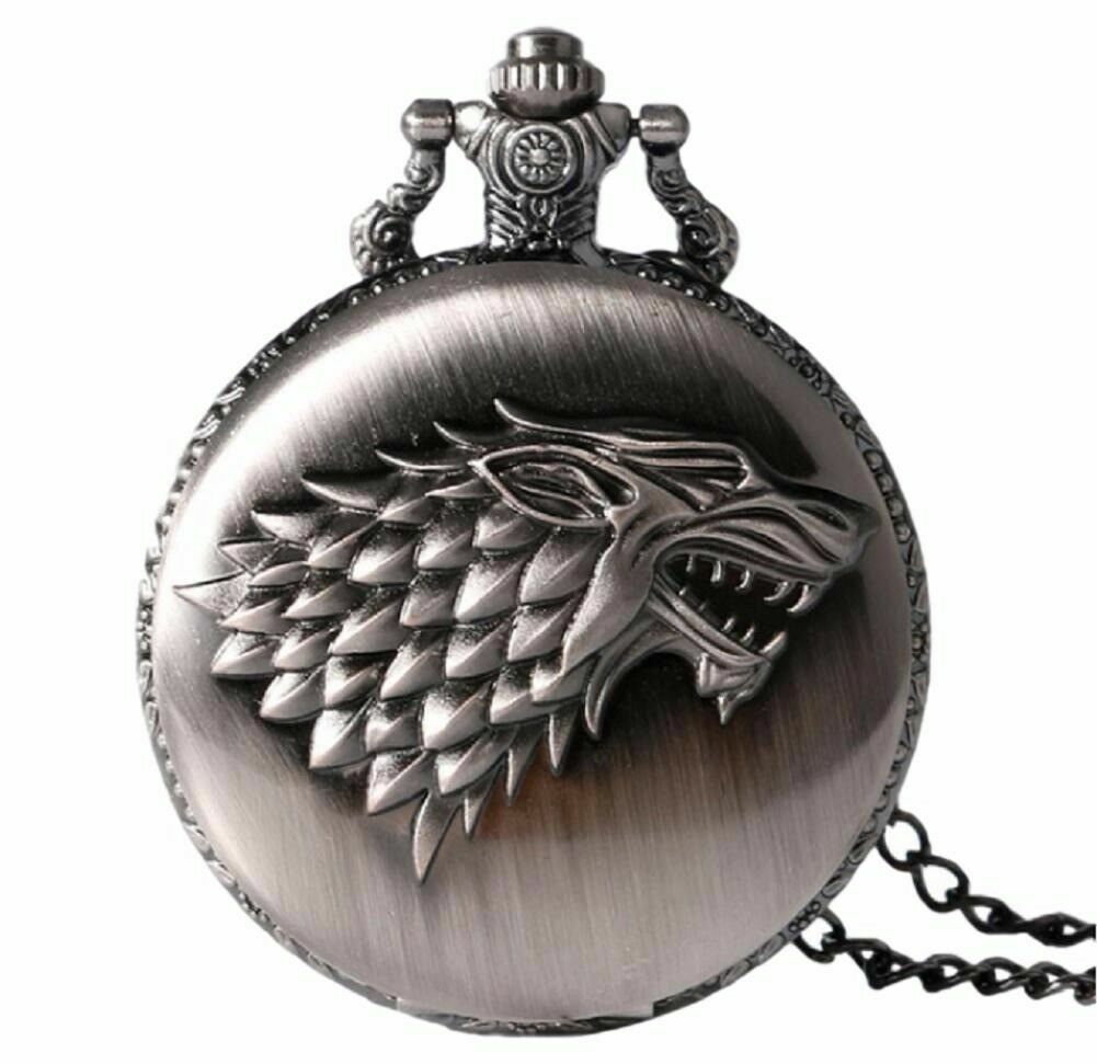 Game Of Thrones Stark Crest Logo Silvertone Finish Pendant Timepiece | eBay