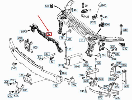 2015 - 21 MERCEDES C CLASS W205 F BUMPER RADIATOR MOUNTING CONSOLE ...