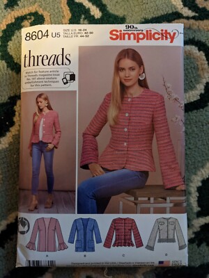 Simplicity 8604 Lined Peplum Jacket Coat Sizes 16-24 Sewing Pattern | eBay