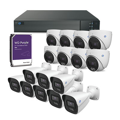 Epcom IP Camera Kit NVR 16 Ch 8 Turret Cameras Color 24/7 8 Bullet 10TB ...