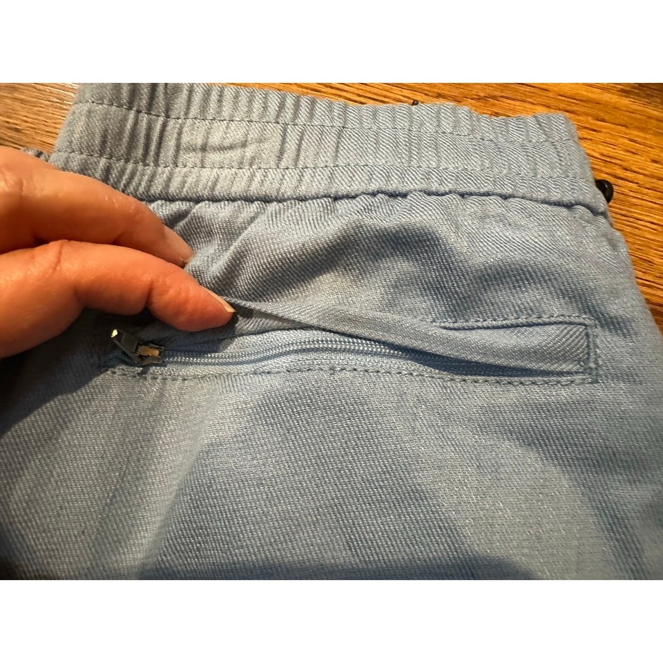 Bugatchi Men's Tristan Linen Blend Air Blue Drawstring Pants Size Small ...