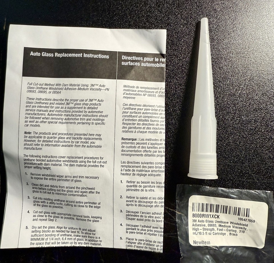 3M 08693 Auto Glass Urethane Windshield Adhesive Medium Viscosity ...