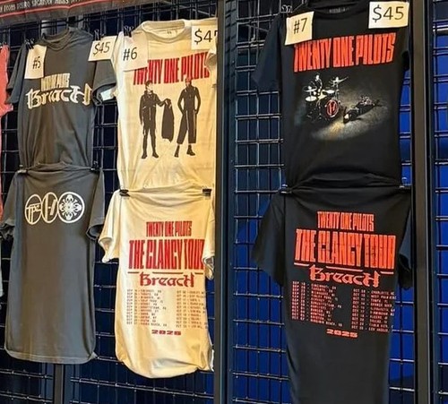 Twenty One Pilots Breach 2025 Tour Merch Reprint Charcoal, White, Black ...