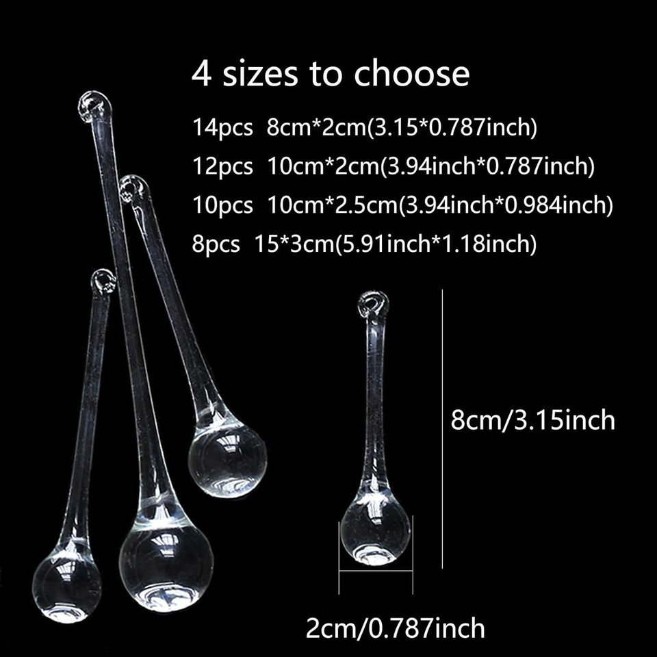 DAHI 12pcs 4" Christmas Glass Teardrop Ornaments - Transparent 100 X 20 ...