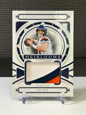 2024 Panini NFL National Treasures Bo Nix Heirlooms Mem Patch Rookie ...