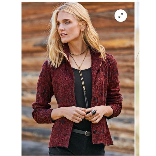 Peruvian Connection Women's Valloween Rosemead Jacket Size XL Red Black ...