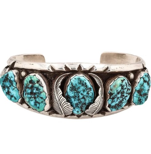 Heavy Les Baker Sterling botryoidal turquoise chunk cuff bracelet - 92 ...