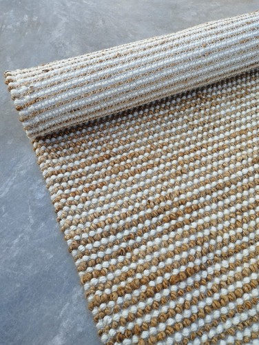 Handwoven Chunky Loop Wool Jute Rug Scandinavian Decor for Living Room ...