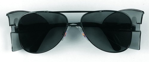 MCR Black Metal Frame Aviators Gray Lens Z87 Safety Glasses W/Side ...