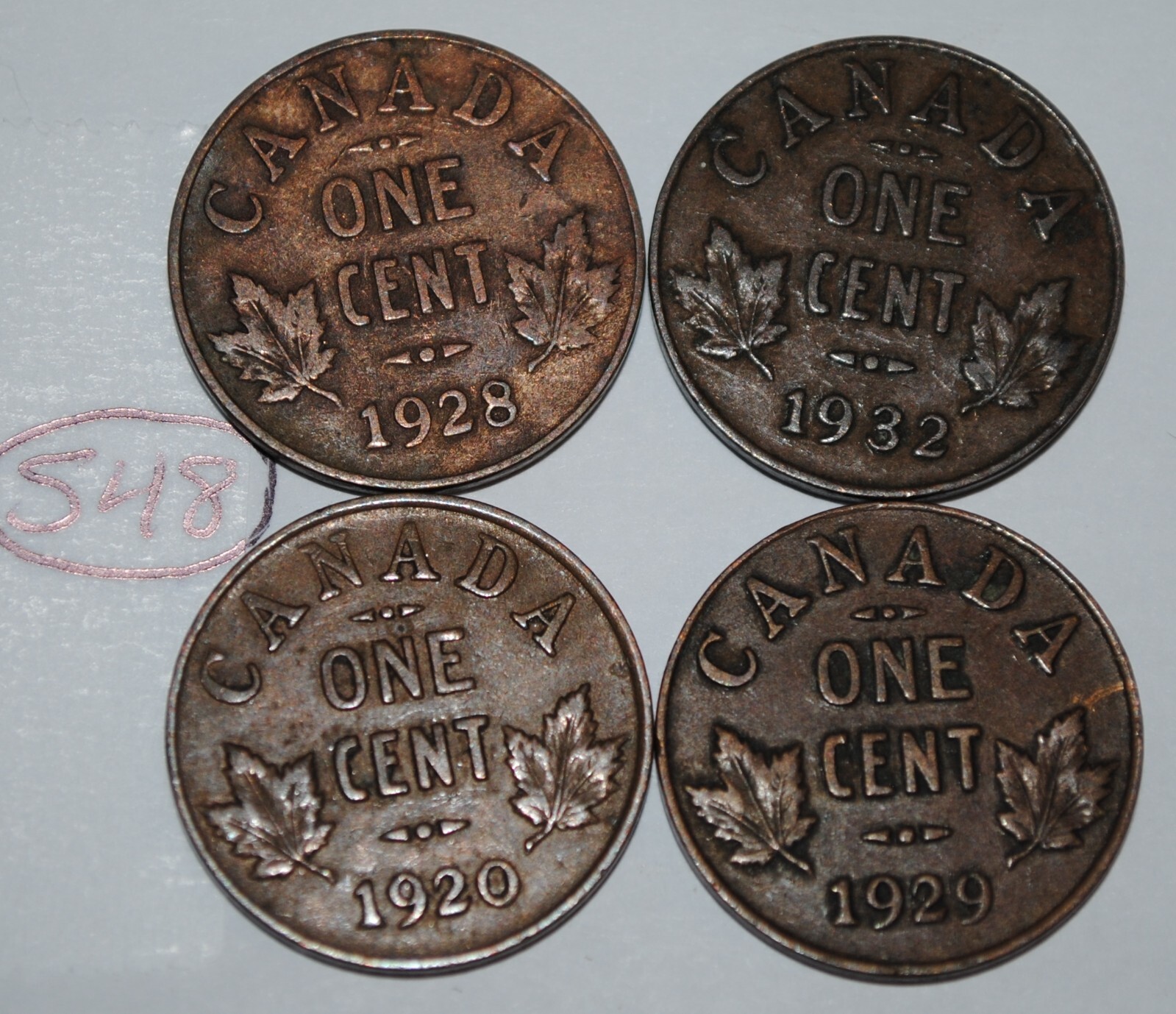 Canada 1920 1928 1929 1932 George V 1 Cent Canadian Copper Coins Lot # ...
