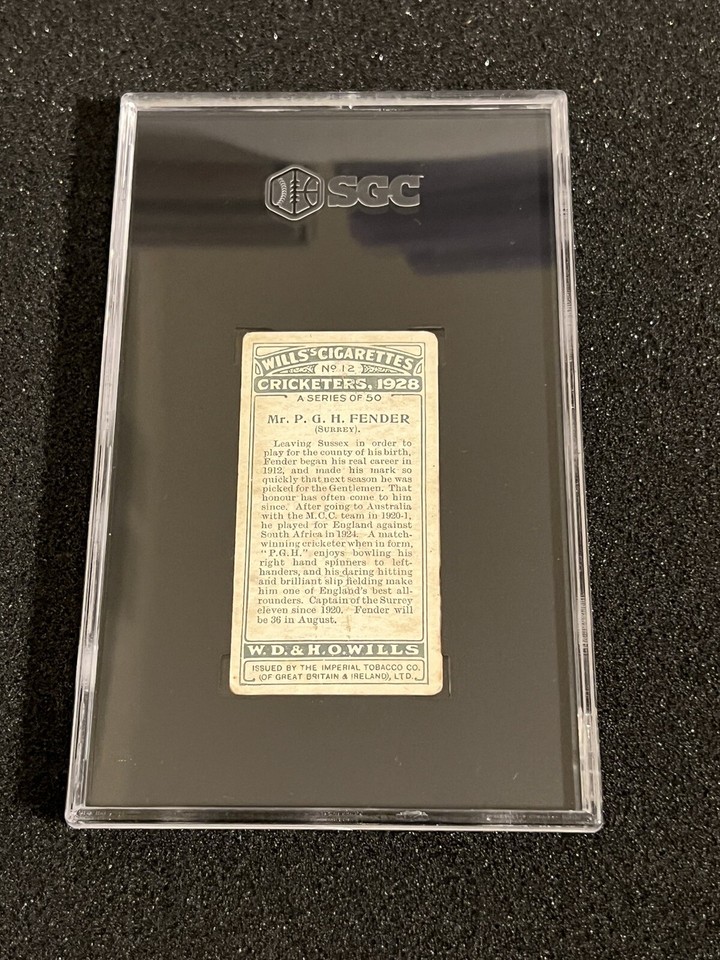 Percy Fender 1928 WD & HO Wills Cricketers #12 SGC 1.5 Pop 1 Only 1 ...