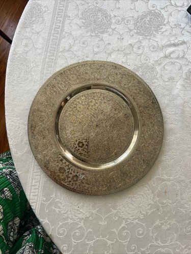 Metal with Copper detail Boho Floral Charger Plate | eBay