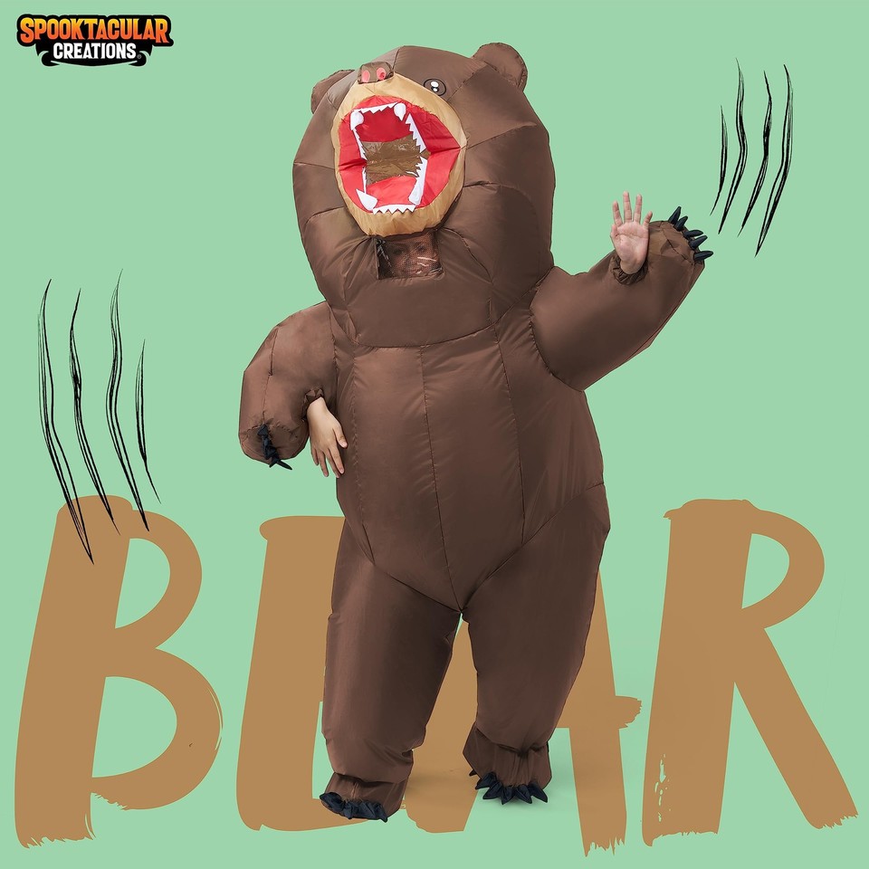 Inflatable Costume, Brown Full Body Bear Blow Up Suit, Deluxe Funny ...