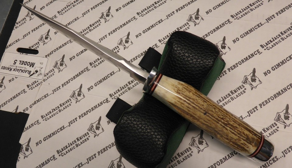 BlackJack Knives USA Classic Model 5 Elk / Stag Handle 5.5'' A2 BL NIB ...