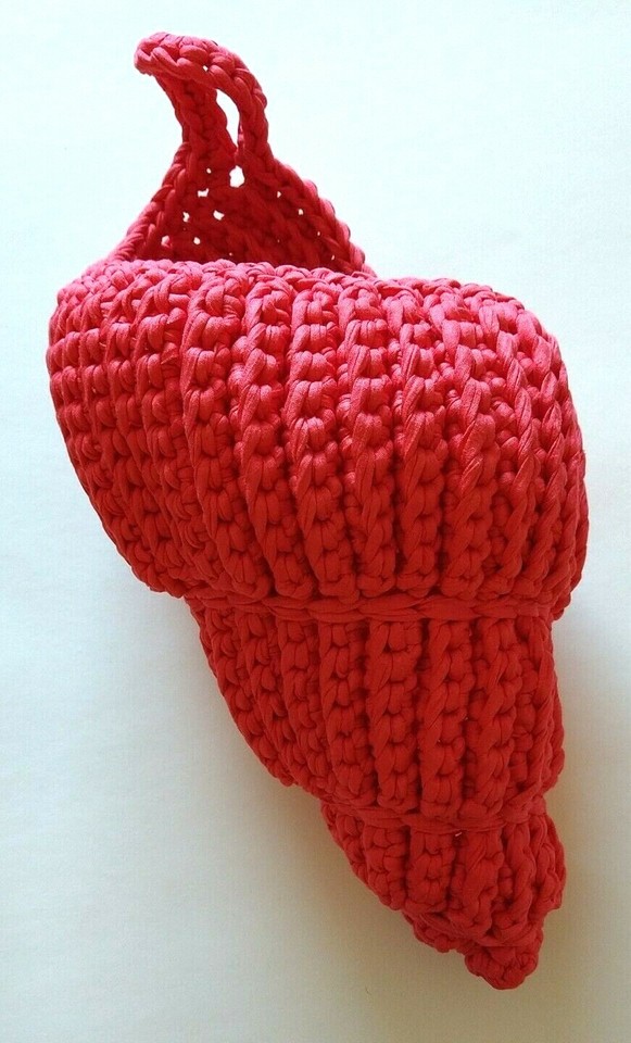 New Handmade Spiral Sea Shell Crochet Basket Wall Hanging Home Decor ...