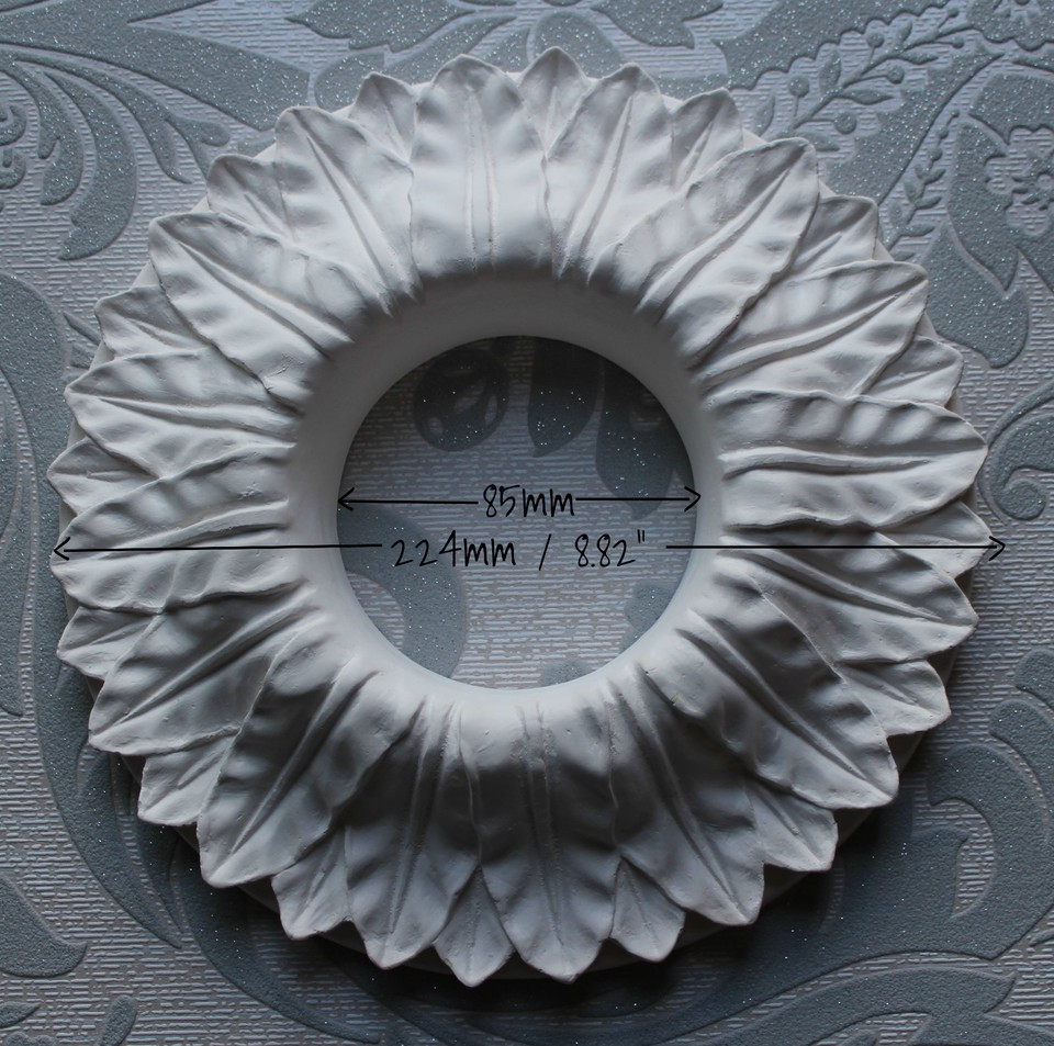 Plaster Ceiling Rose Small Overlay "Center Removed" 224 mm / 8.82" with ...