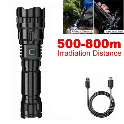 LED Flashlight Super Bright Zoomable Torch Rechargeable Tactical Lamp ...