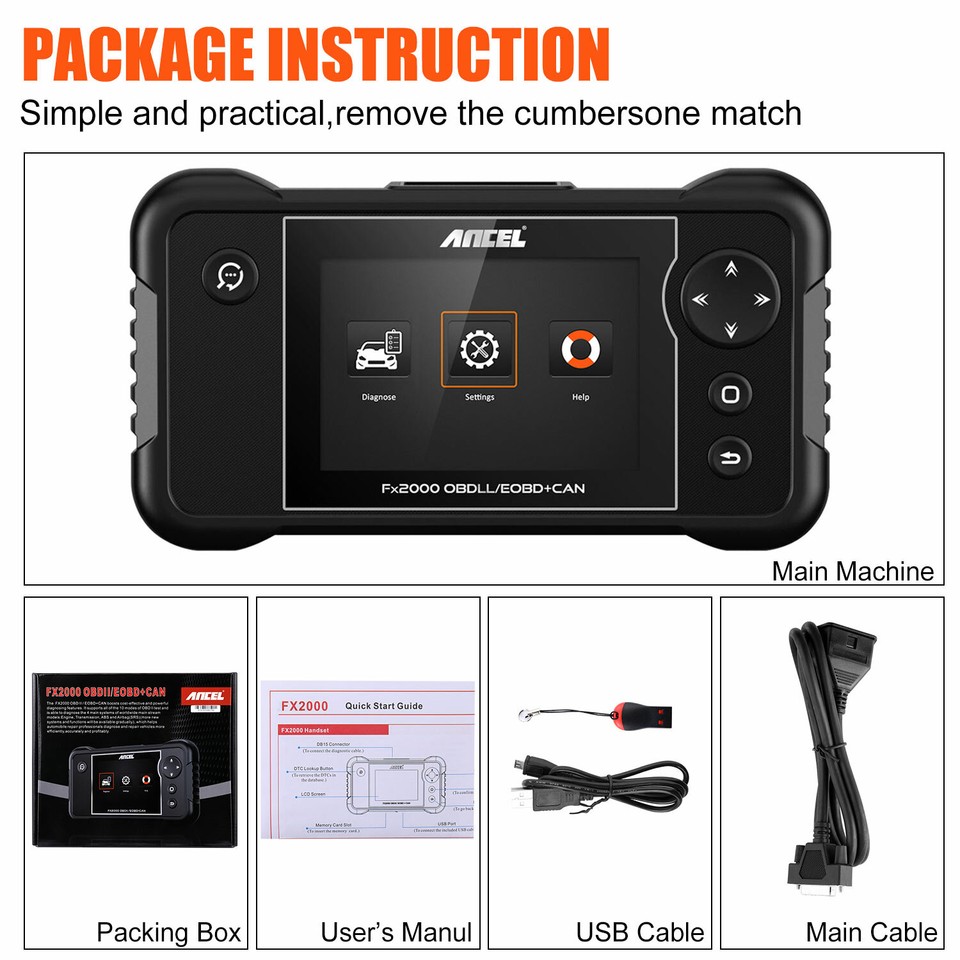 Check Engine Transmission ABS SRS Code Reader OBD2 Scanner Car ...