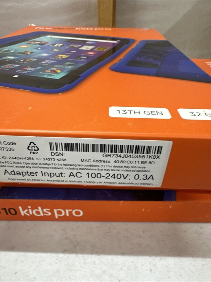 Amazon Fire HD 10 Kids Pro Tablet 13th Generation 32GB Nebula Blue NEW ...