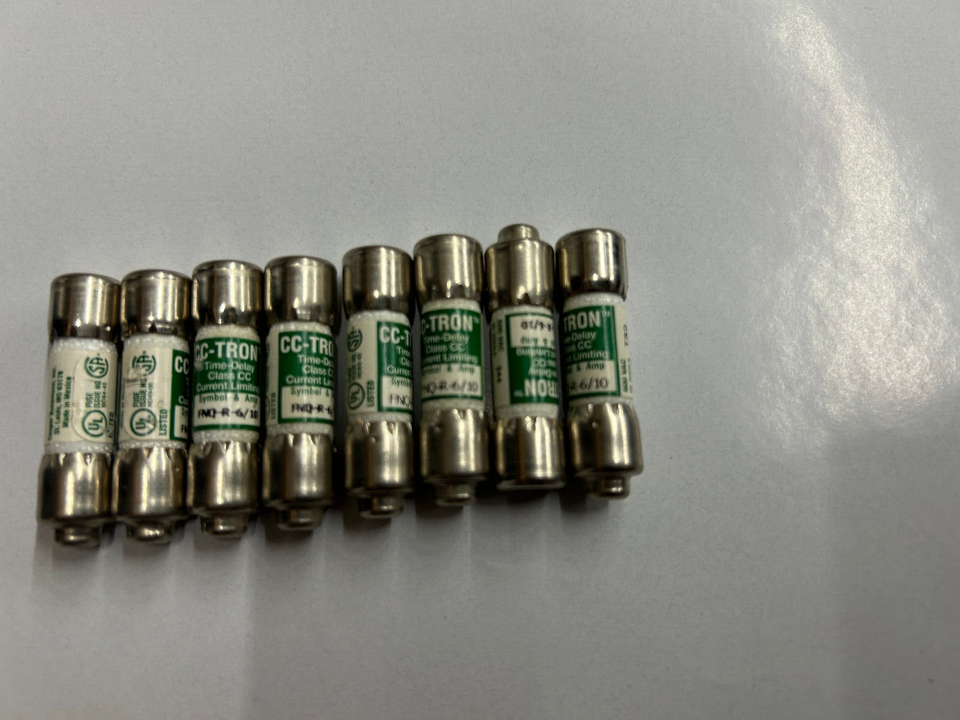 (8) Bussmann FNQ-R-6/10 Class CC Time Delay Fuse, 0.6 Amp, 600VAC NEW ...