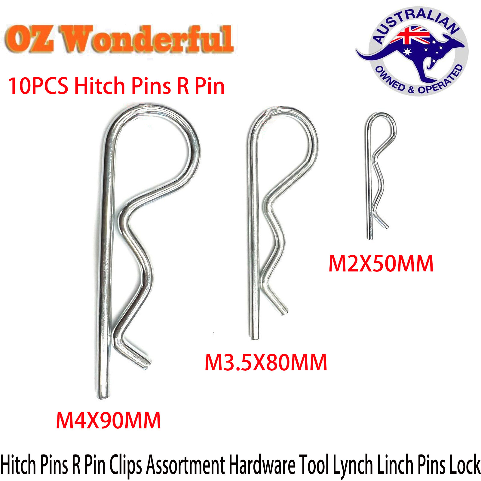 10PCS Hitch Pins R Pin Clips Assortment Hardware Tool Lynch Linch Pins ...