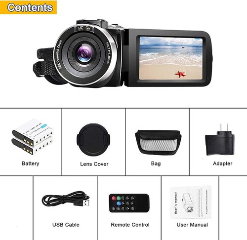 Video Camera Camcorder Full HD 1080P 30FPS 24.0 MP IR Night Vision ...