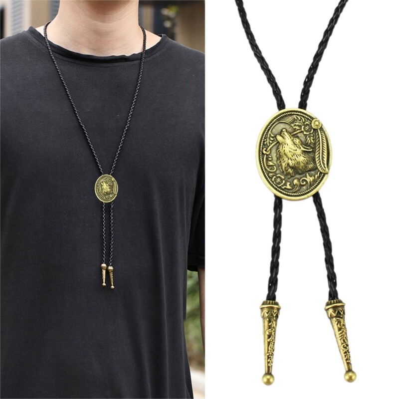 Braided Shoestring Necktie Bolo Tie Western Cowboy Necklace for Sweater ...