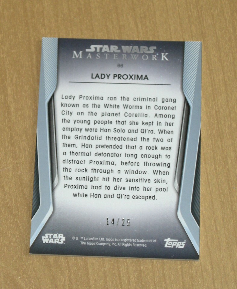 2021 Topps Star Wars Masterwork RED base parallel LADY PROXIMA #66 14/ ...