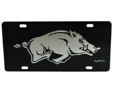 ARKANSAS RAZORBACKS MIRROR CAR TAG LICENSE PLATE BLACK SILVER HOG AUTO ...