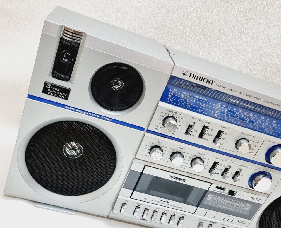Vintage Trident CX-473F Boombox Ghettoblaster Stereo Radio Cassette ...
