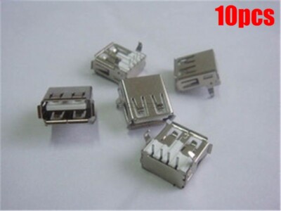 10Pcs Right Angle 4-Pin Jacks Socket Pcb Mount Female Connector Usb ...
