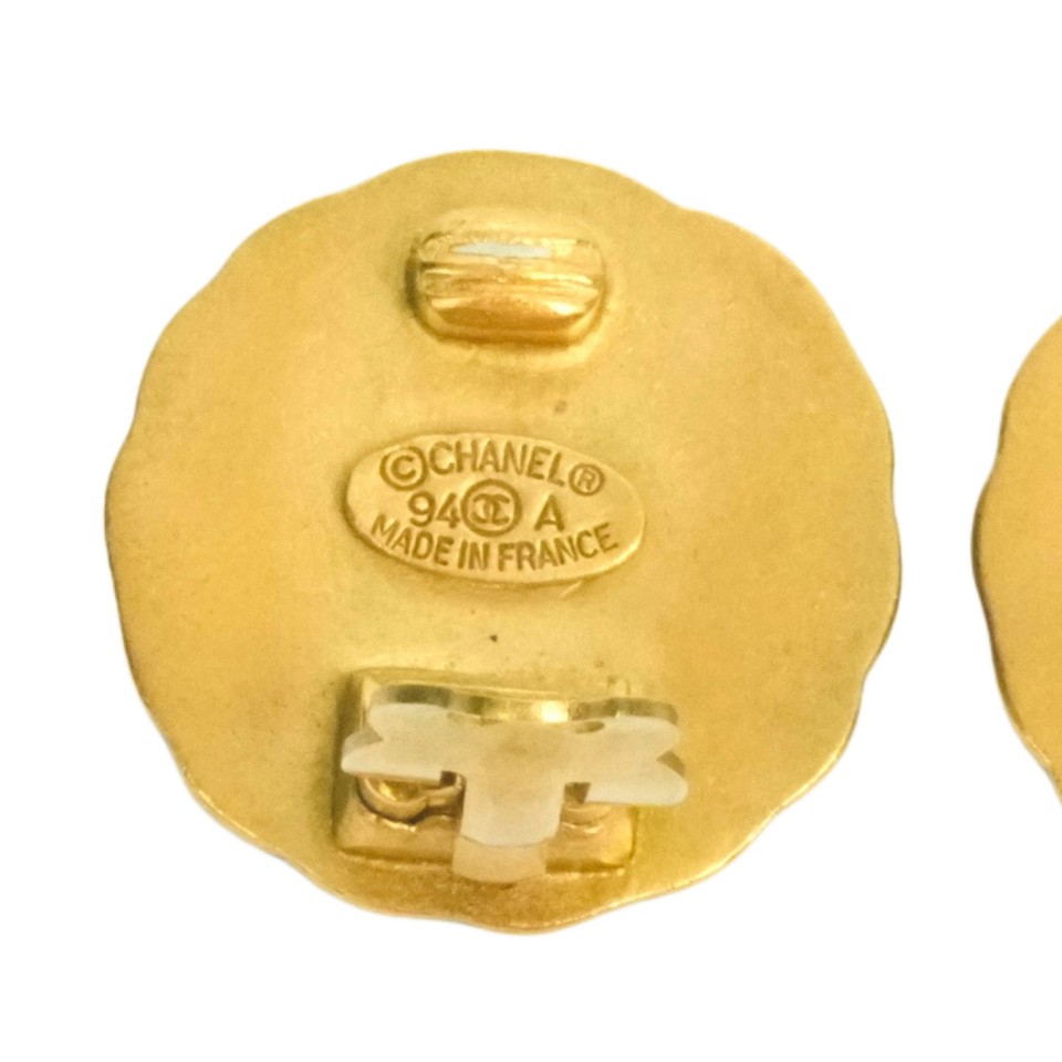 CHANEL Earrings 13191691 Coco Mark Button Red Gold Plating Women ...