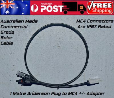 50 Amp Anderson Plug to MC4 Pair 1 Metre Solar Cable 10AWG 6mm² 4x4 ...
