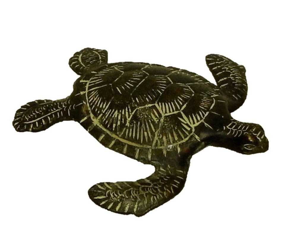 Tortoise Handmade Brass Feng Shui Good Luck Turtle Figure Table Decor ...