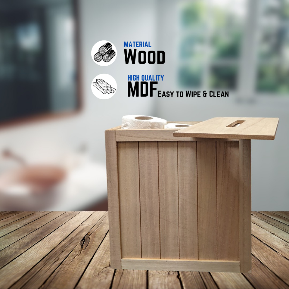 Slimline Wooden Multi purpose Bathroom Storage Unit With Lid Toiletry ...