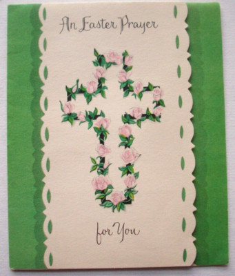 Cross of roses prayer vintage Easter greeting card *JJ2 | eBay