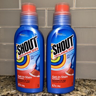 2-Pk SHOUT Advanced Ultra Concentrated Gel Stain Remover Scrubber 8.7oz ...