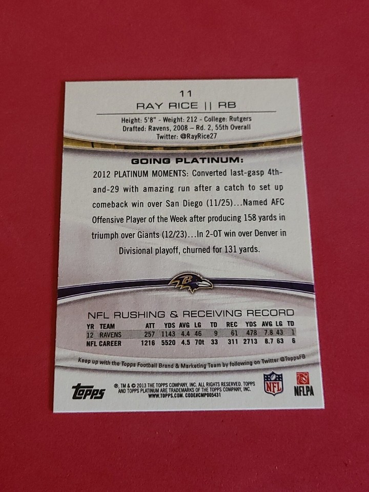 2013 Ray Rice Topps Platinum #11 | eBay