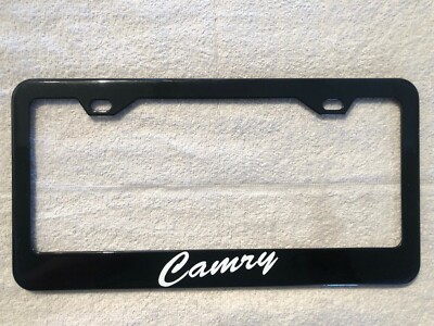 Toyota Camry Black Metal License Plate Frame With White Engraved ...