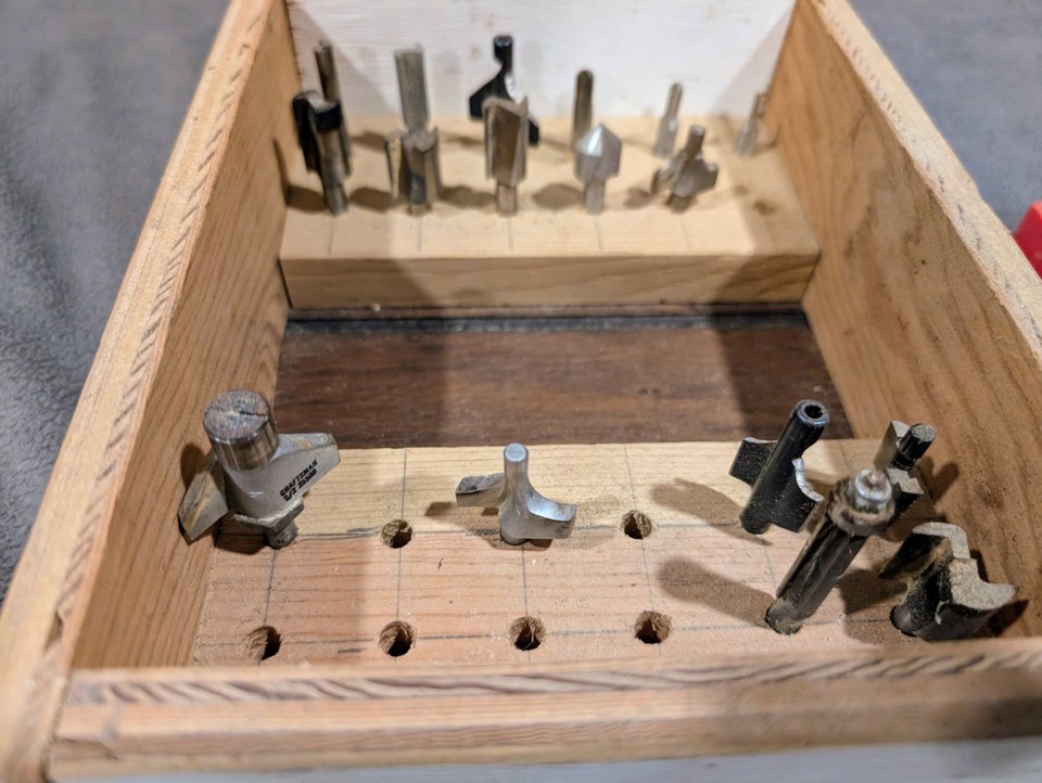 Vintage Craftsman Router Bit Set with Wooden Storage Box - Assorted ...
