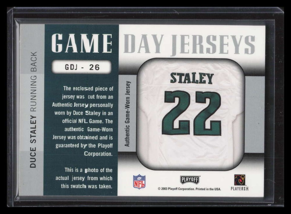 2003 Playoff Prestige Game Day Jerseys gdj26 Duce Staley Patch | eBay