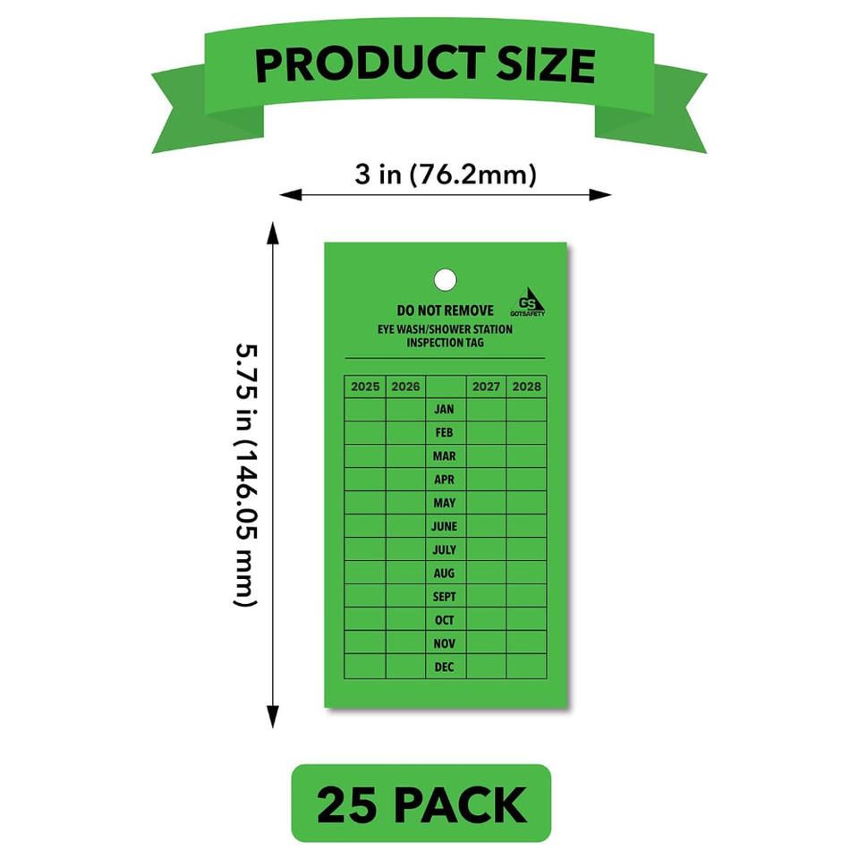 Eye Wash Station Inspection Tags [25 Pack] Premium Vinyl OSHA Approved ...