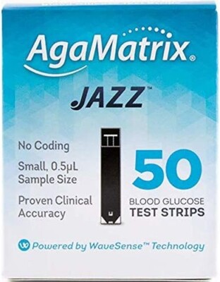 AgaMatrix WaveSense Jazz Test Strips - Pack of 50 ( BLOOD GLUCOSE TEST ...